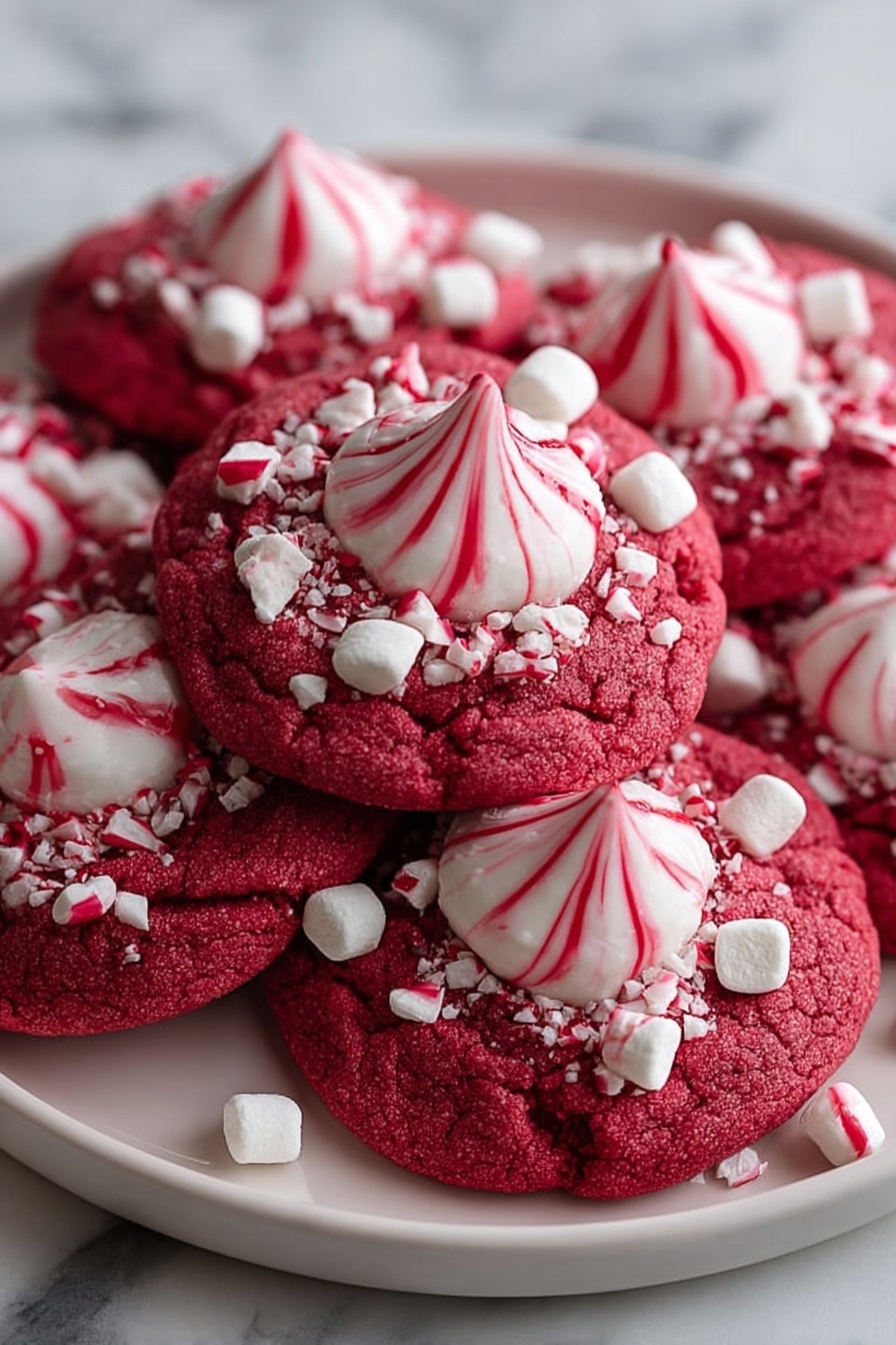 Red Velvet Peppermint Blossoms: Festive Holiday Cookies